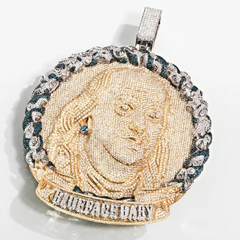 Benjamin Franklin Portrait Rapper Star Style Blue Face Pendant Pass ...