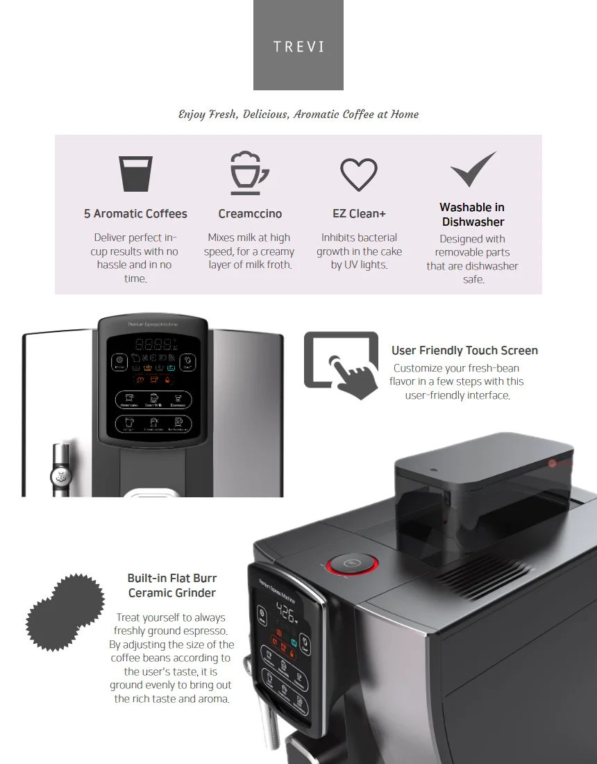 TREVI Titanium Black Espresso Machine - Perfect at Home