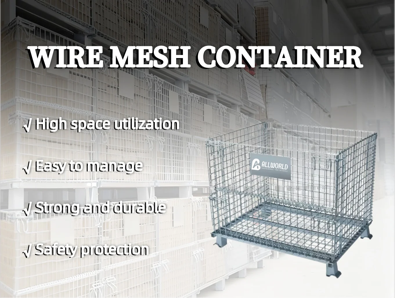 Heavy Duty Foldable Collapsible Wire Container Durable Hanger Pallet ...