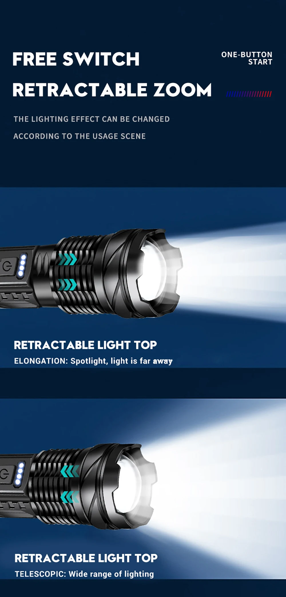 Super Bright ZOOM XHP50 Flashlight Custom logo Powerfull Torch Light ...