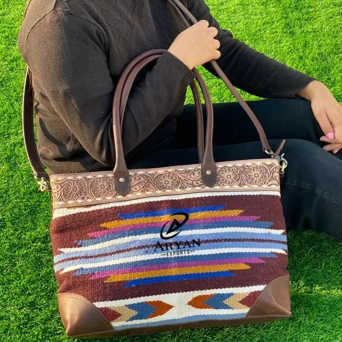 New Real Handmade Tooled Aztec Leather Tote Bags Women Stylish Shopping ...