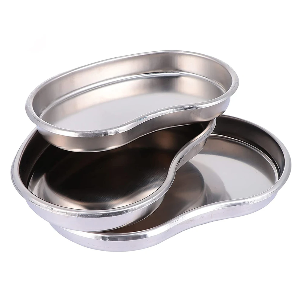 Professional Medical Tray 3 Set Kidney Shaped Curved Stainless Steel ...