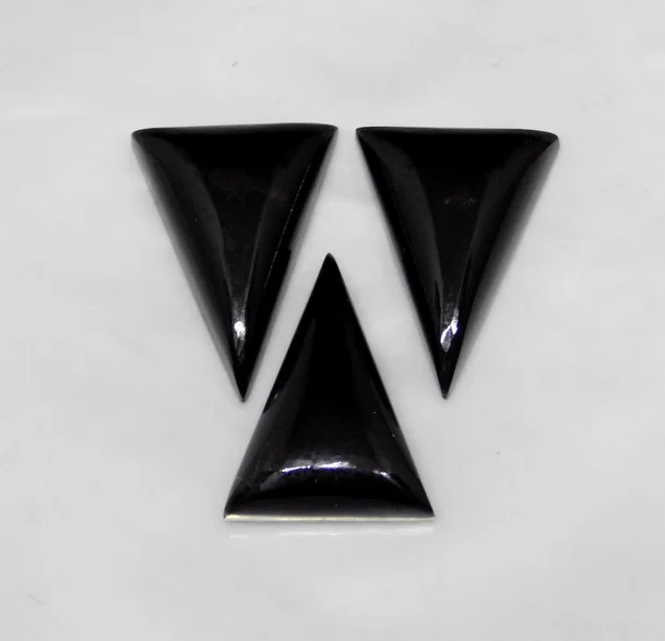 Natural Black Onyx Long Triangle Cabochons for Jewelry