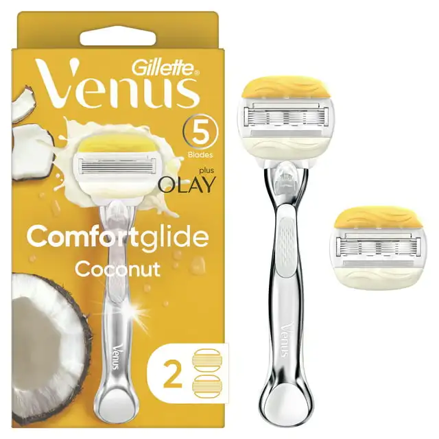Gillette Venus Comfort Glide Olay Coconut Razor 5 Blades & Platinum ...