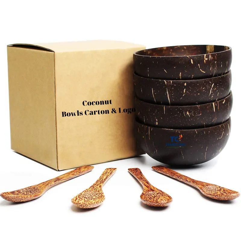 Combo Coconut Shell Bowls Spoons And Carton Boxes Set - Buy Set ...