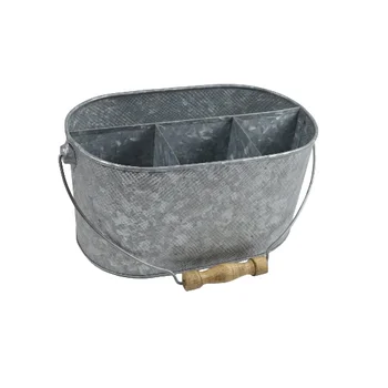 Modern Look Design Galvanized Metal Caddy With 4 Compartments \ Rustic ...