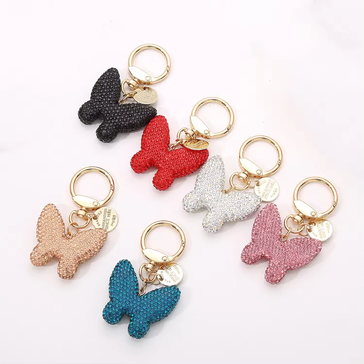 New Design Butterfly Shape Keychain Full Diamond Rhinestone Crystal Car ...