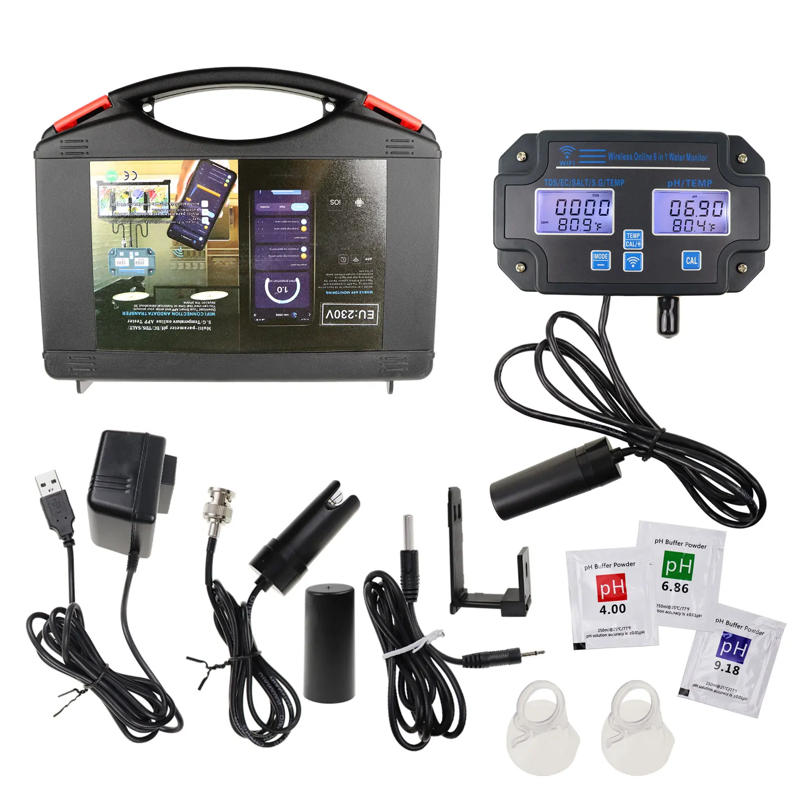 6-in-1 Smart Water Quality Meter Ph / Ec / Tds / Salinity / Sg ...