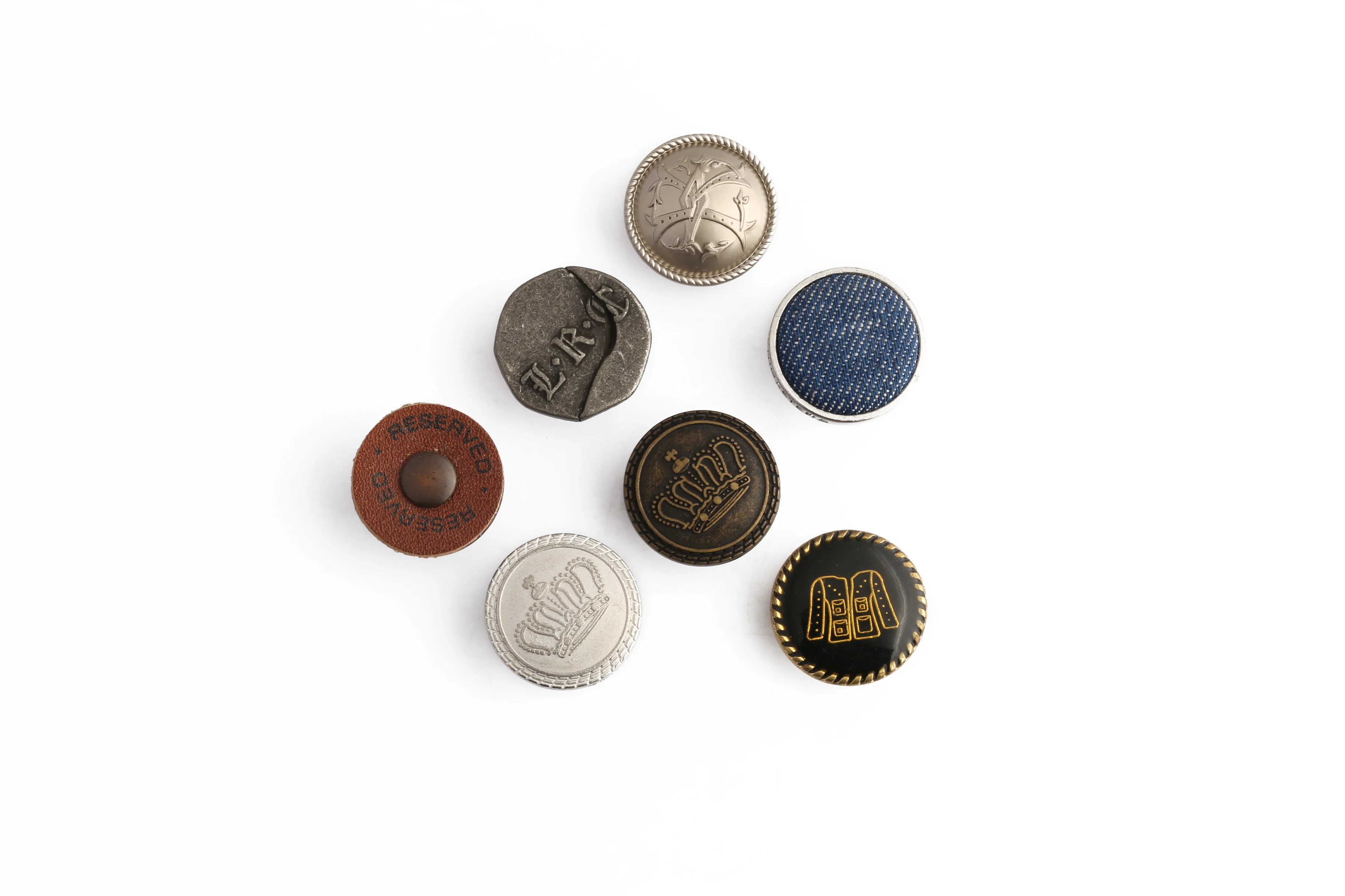 Custom Zinc Alloy Snap Button Embossed Vintage Brass logo Button Denim ...