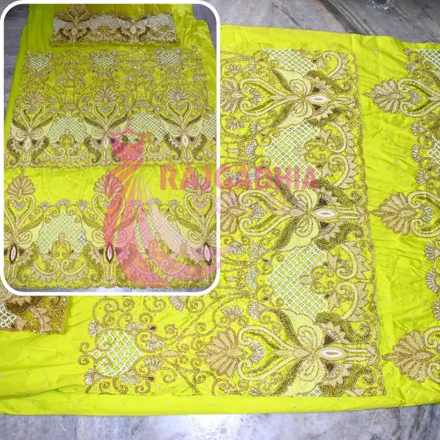 African Bazin Clothes Handmade Dress For Women Fashion Clothing Green ...