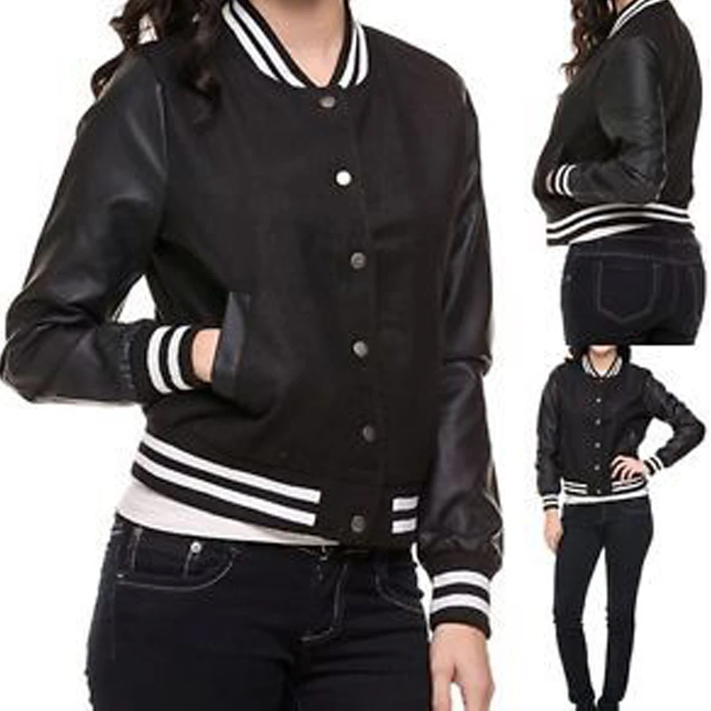 Premium Quality Custom Wool Body Leather Sleeves Letterman Jacket With ...