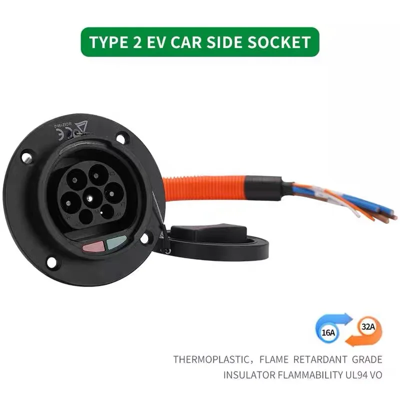 Iec 62196 Ev Car Side Type 2 Male Socket 16a/32a For Type 2 Female Plug ...