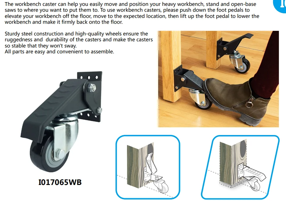 Heavy Duty Retractable Workbench Caster Wheels Kit 880