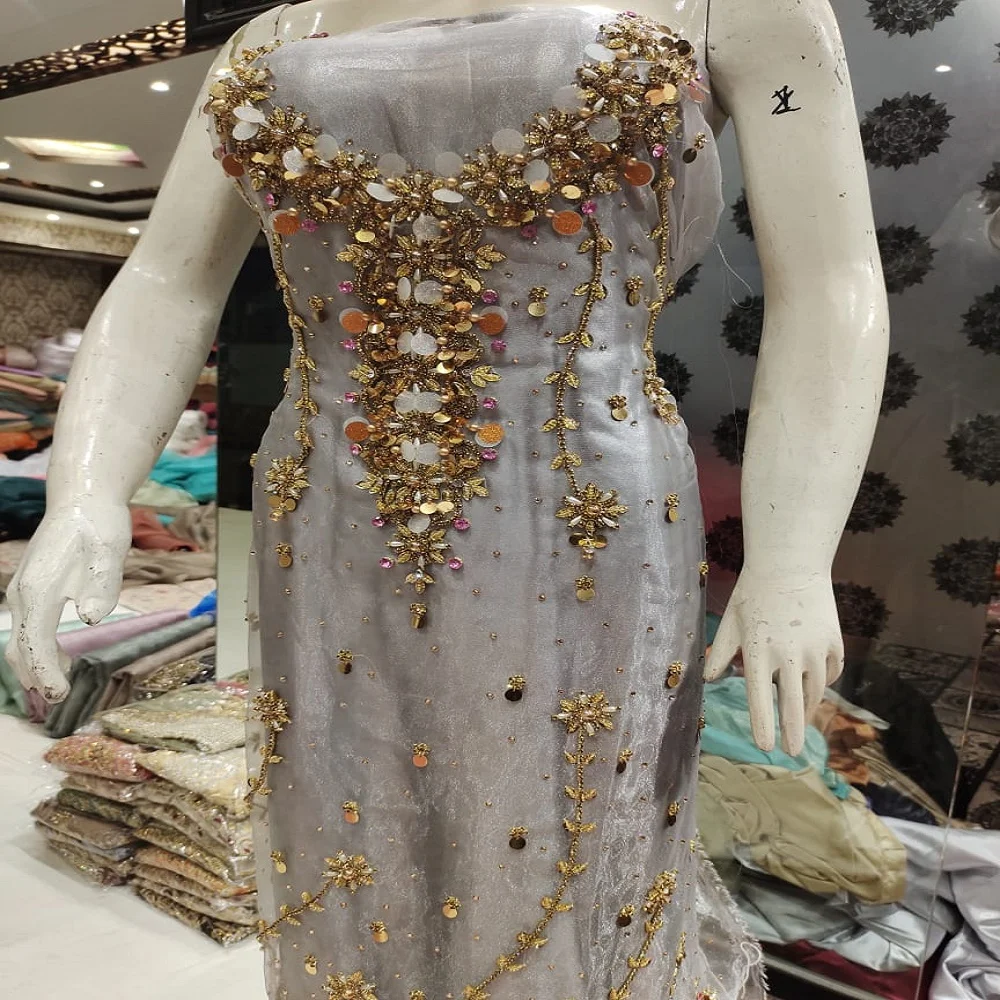 Saudi Fashion Tila And Gota And Stone Work On Chiffon 2 Piece Shirt And ...