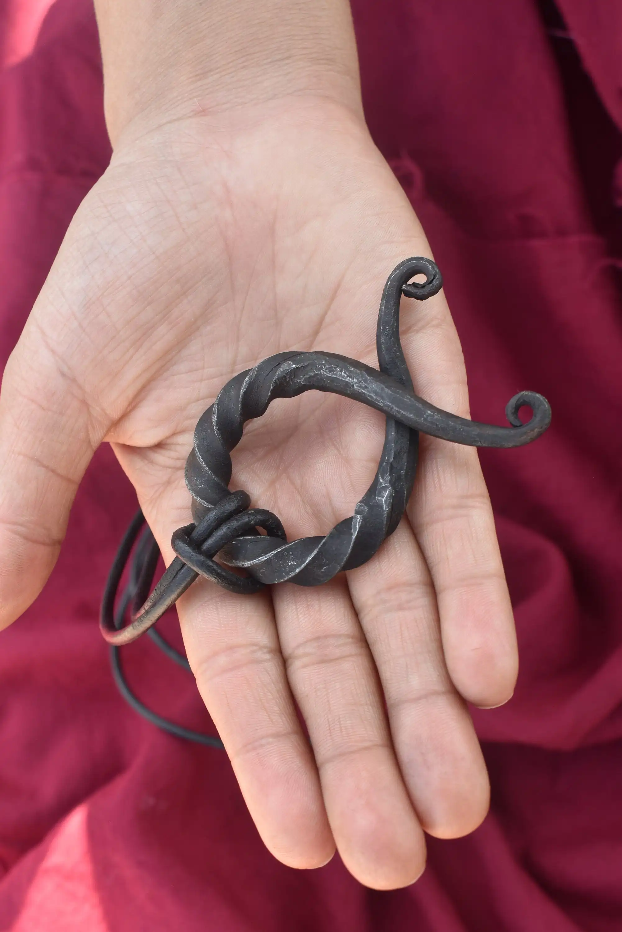 Hand Forged Medieval Twisted Troll Cross Iron Pendent With Leather Cord ...