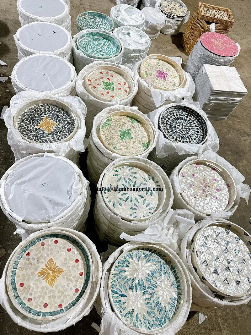 New Design Wholesale Retro Mother Of Pearl Inlaytray Set Decorative ...