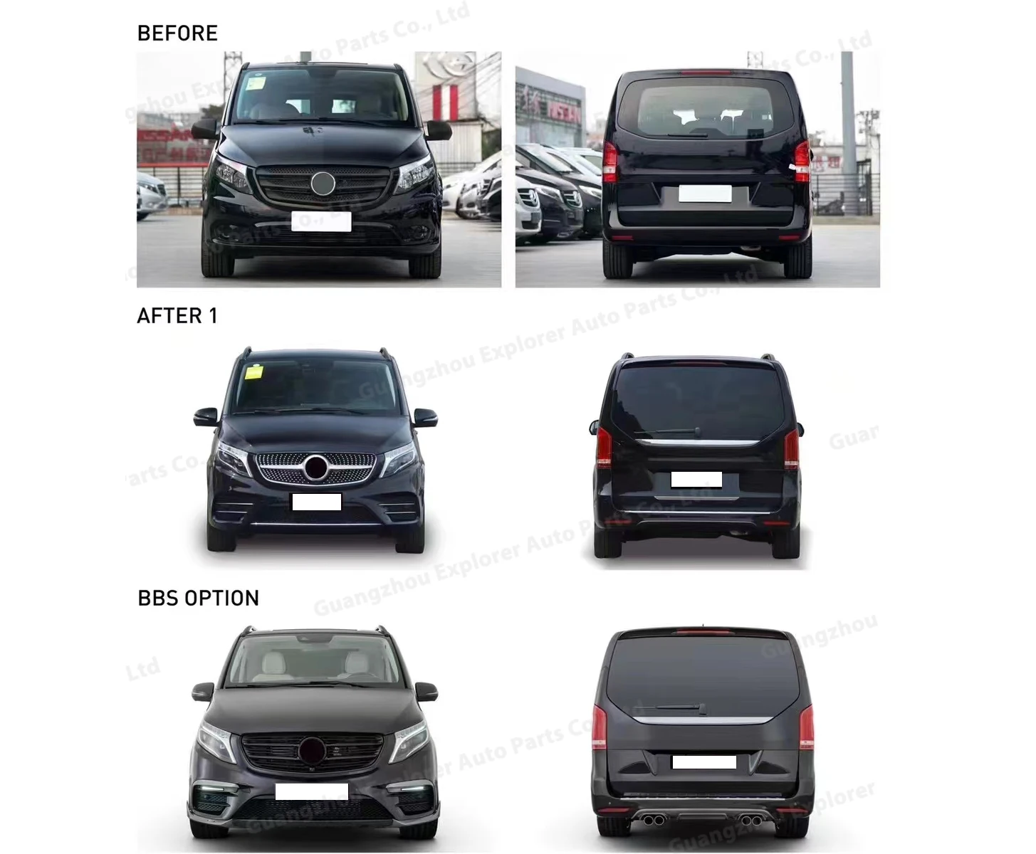 Factory Car Bumper Body Kit For Mercedes Benz W447 V260 1:1 Facelift Optional Babos Kit Front ...