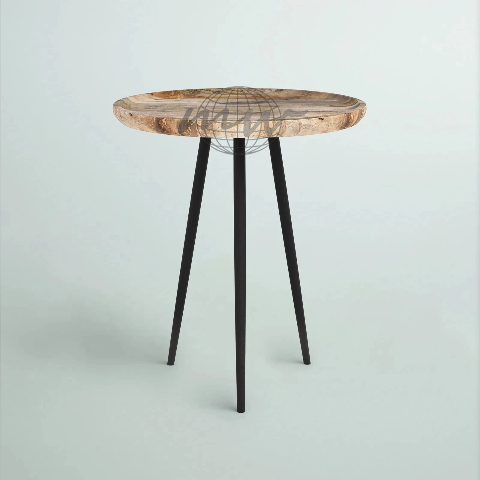 Wooden Modern Design Side Table Metal Base Wood Top Brown Powder ...