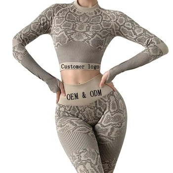 2023 New Women Yoga Suit Seamless Long Sleeve Crop Top And Leggings Yoga Gym Sets Fitness Women ...