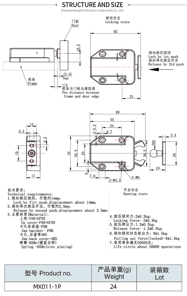 New Design Plastic Grabber Catch Hengzhu Mx011 Latches Knuckle And ...