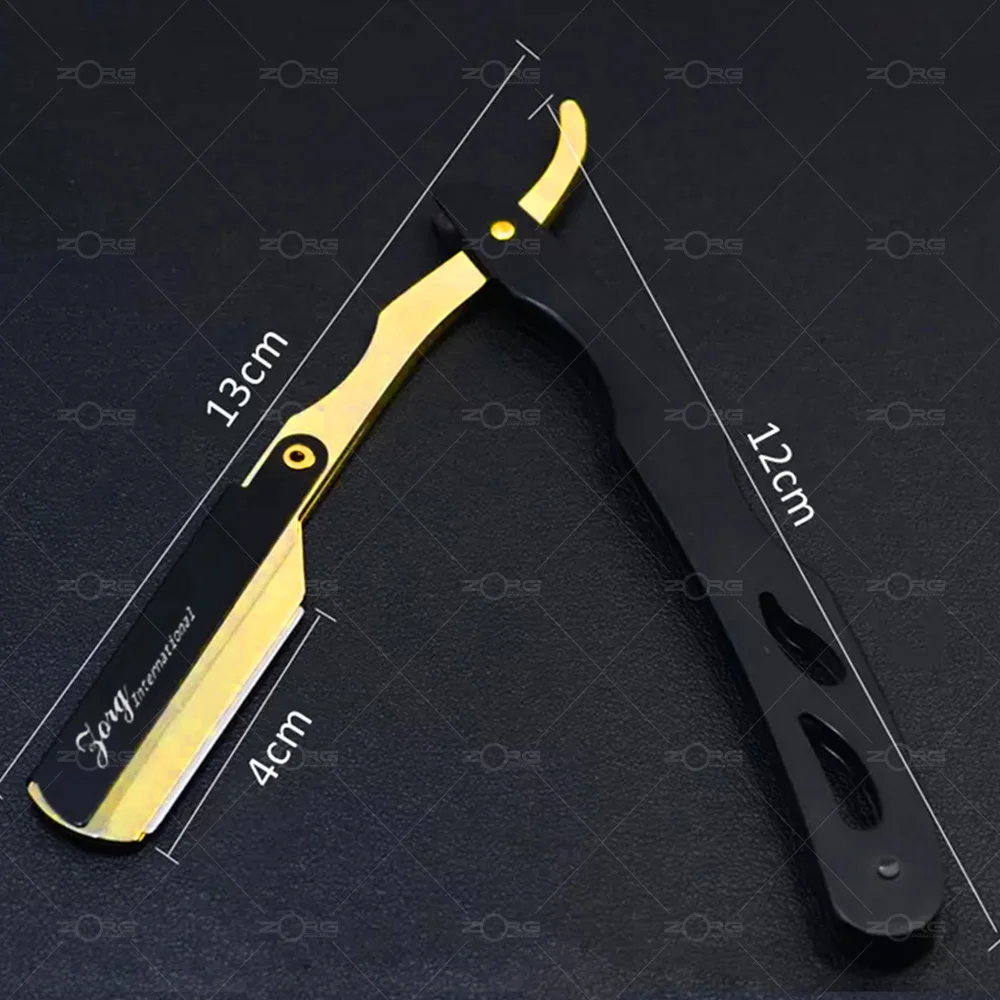 Straight Razor Black Gold Metal Barber Slide Salon Manual Shaver Double ...