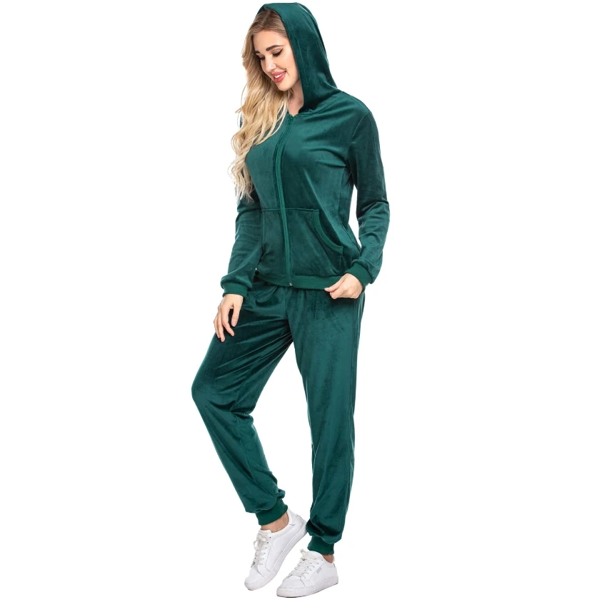 High Quality Aoyema Fashion Custom Velour Lady Tracksuit For Women Crop ...