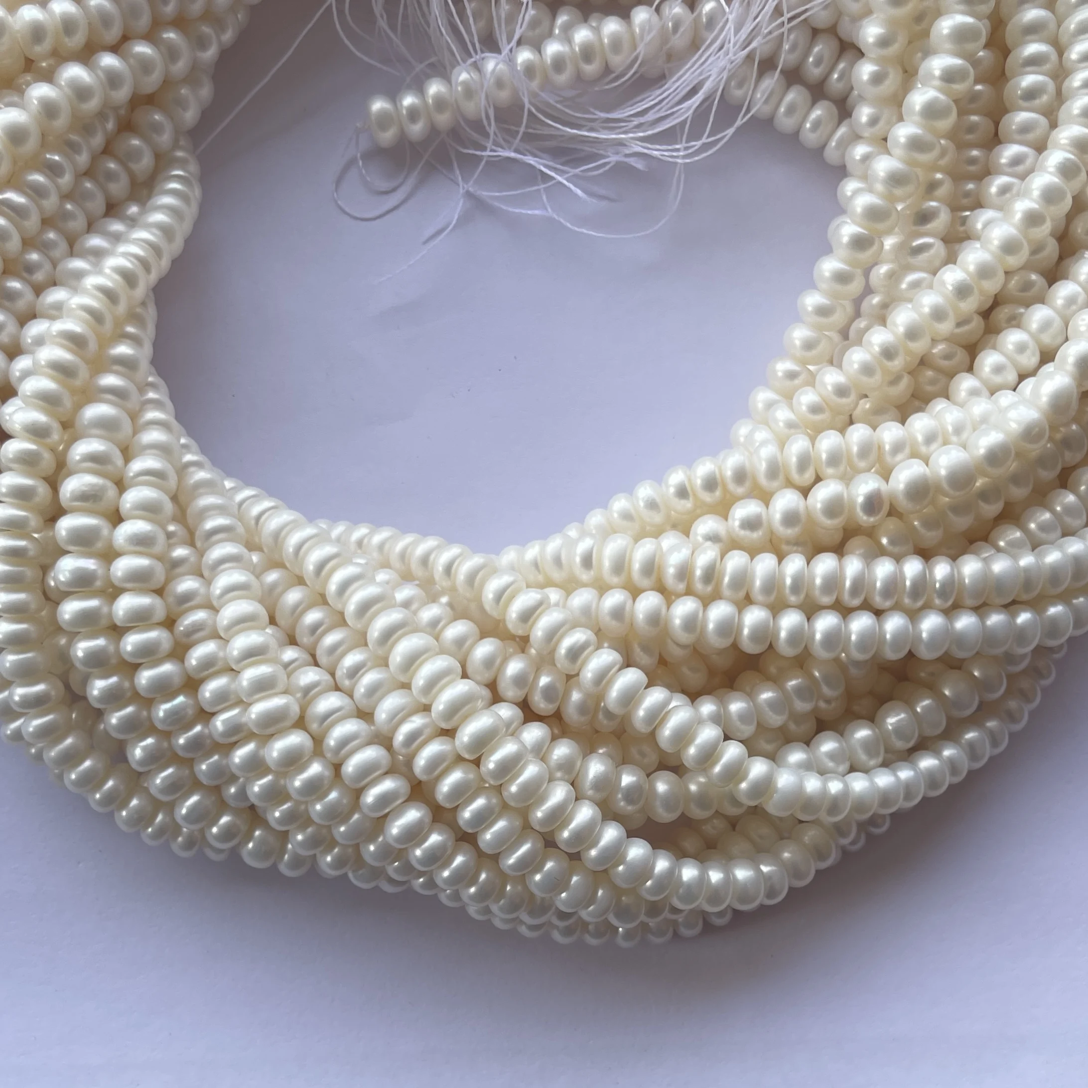 6mm Natural White Freshwater Pearl Button Beads Strand Wholesale Loose ...