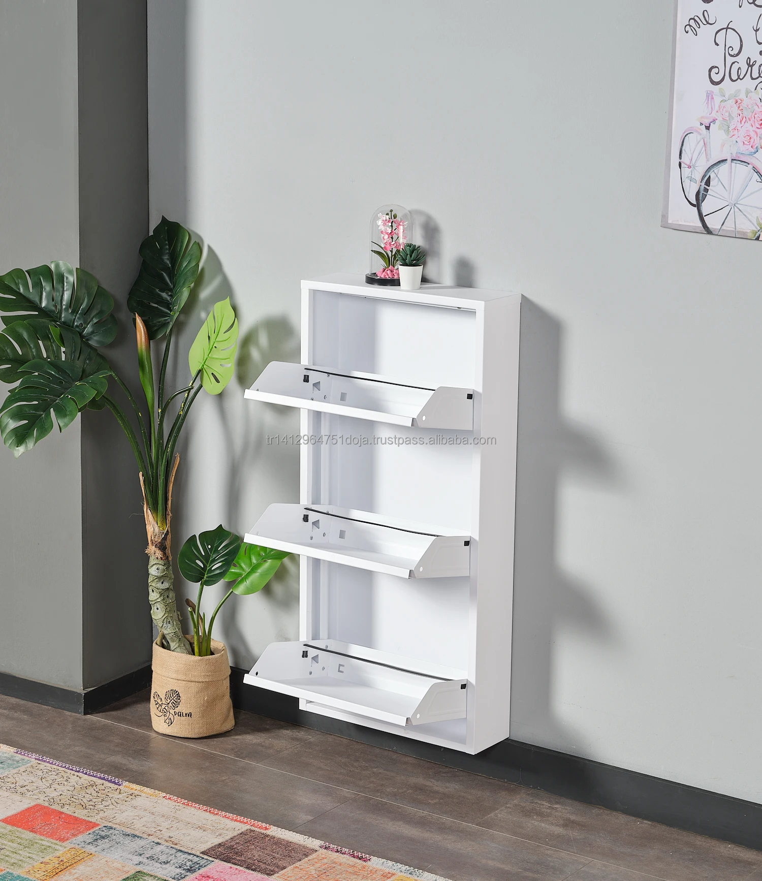 3-layer Steel Shoe Rack Cabinet - Modern Storage Solution