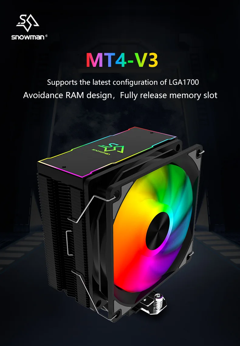 Snowman Mt4 V3 Colorful Cpu Cooler - 4-pin Silent Fan,White,Supporting ...