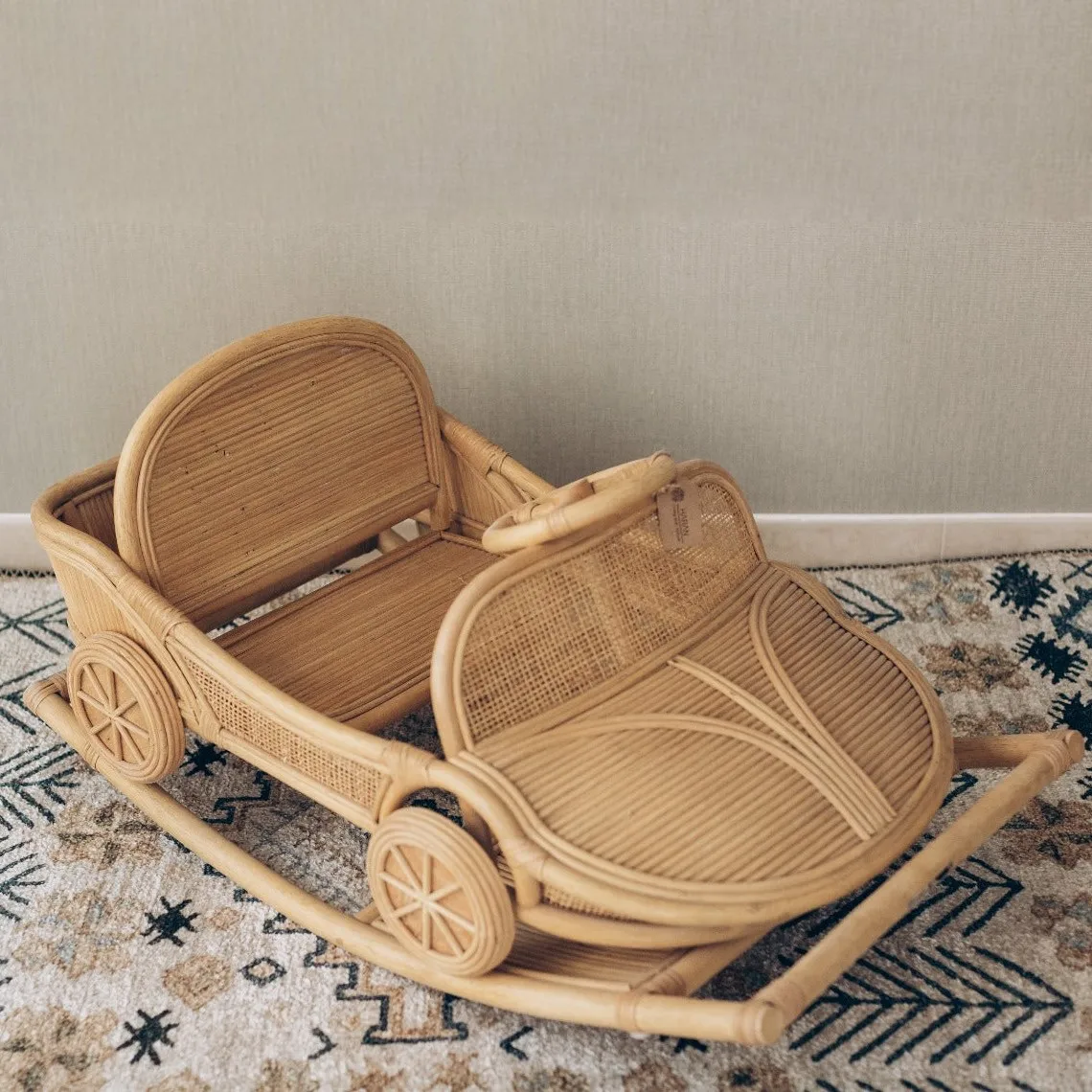 Eco Farmie Rattan Car Rocker - Unique Kids Ride on Toy