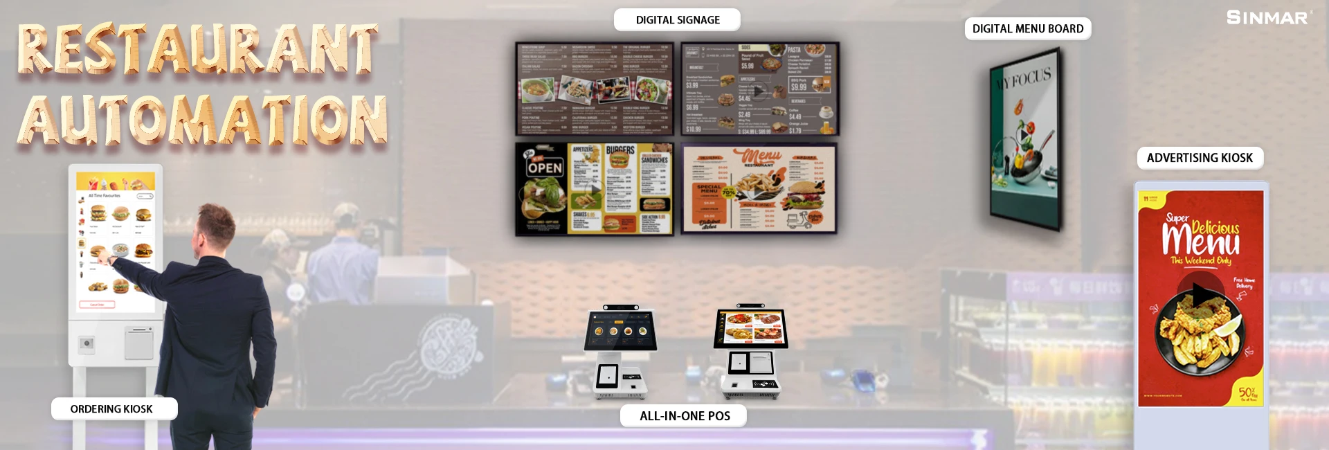 KFC Restaurant Touch Screen POS - Fast Food Self Service
