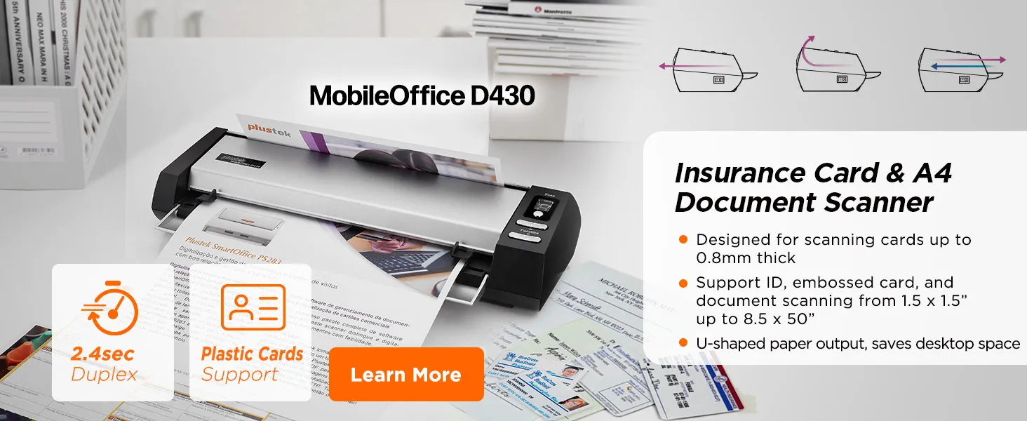 Plustek ID Card Scanner - Efficient Automatic Duplex Reader