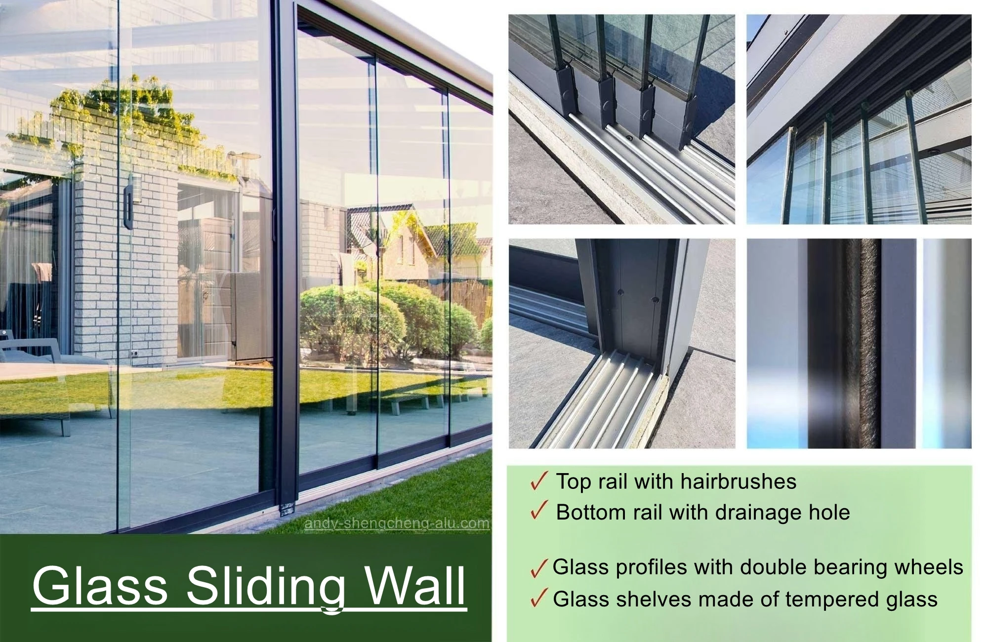Frameless Glass Sliding Door - Glazen Schuifwand for Veranda
