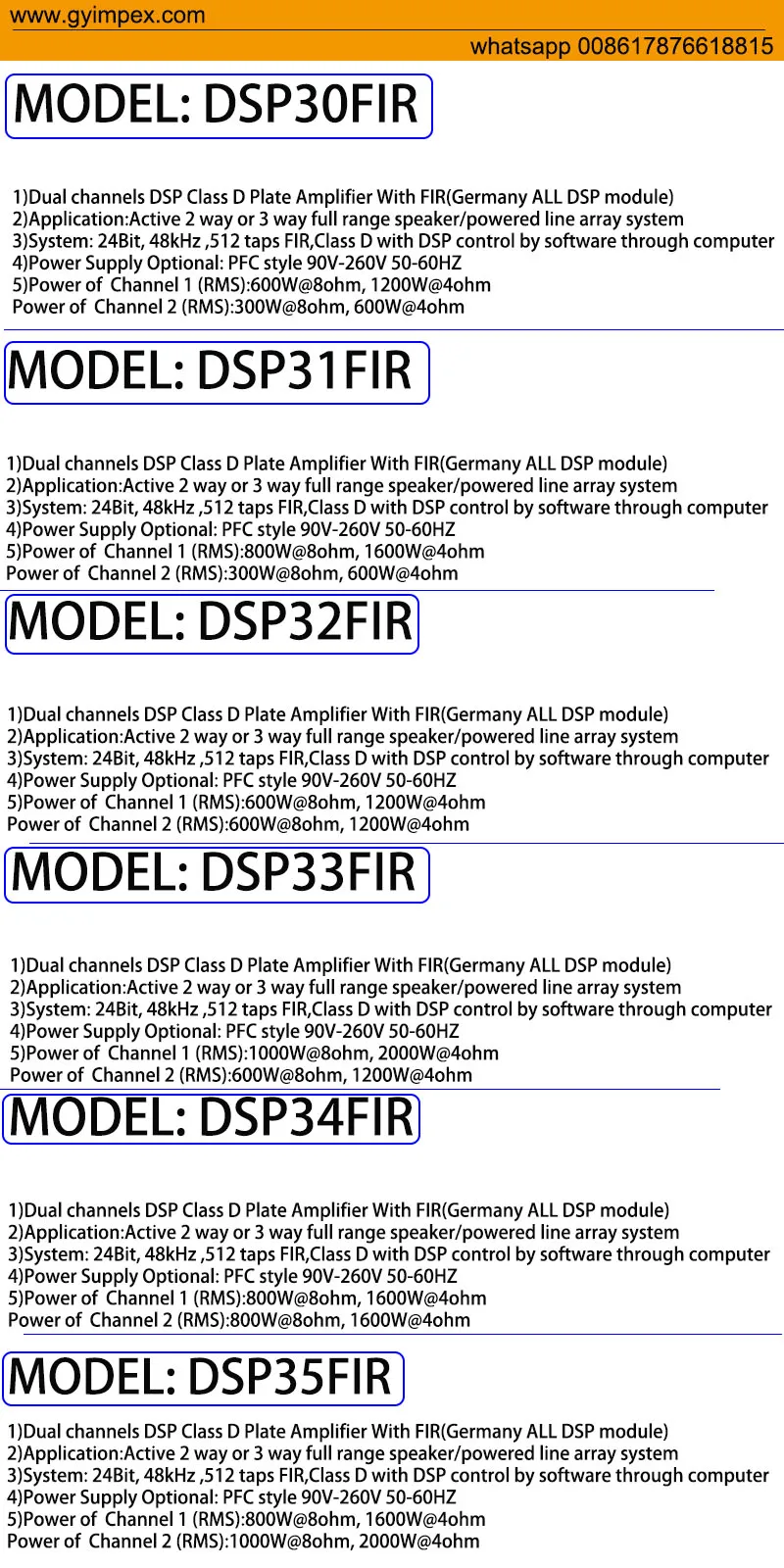 Dsp31fir Portable Dsp Fir Audio Class D 800w+300watts Power Amplifier ...