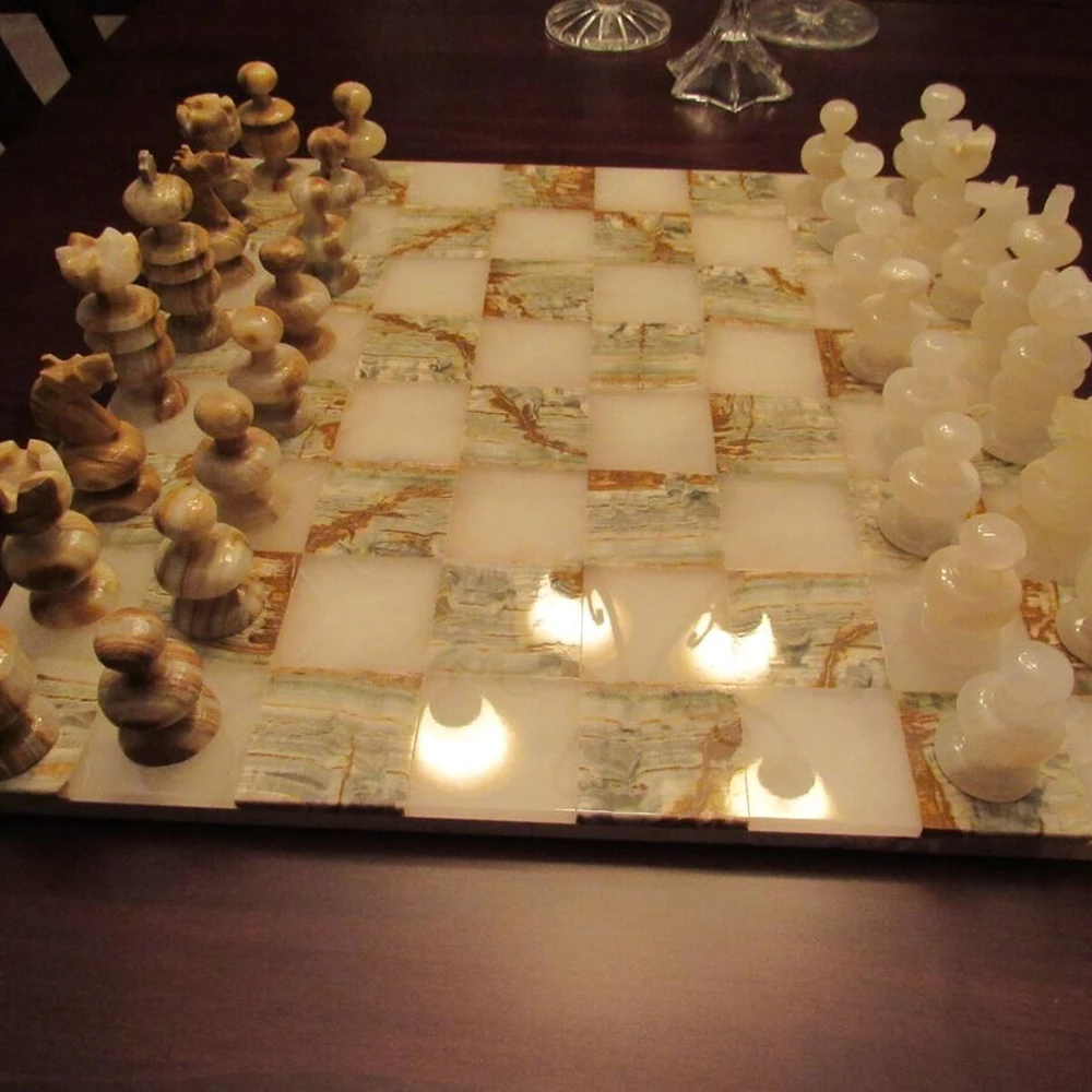 Wholesale Luxury Mexican Onyx Marble Chess Set Unique Design for Indoor ...