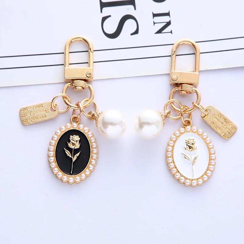 2023 Cute Sweet Rose Camellia Flowers Keychain For Women Trinkets Key ...