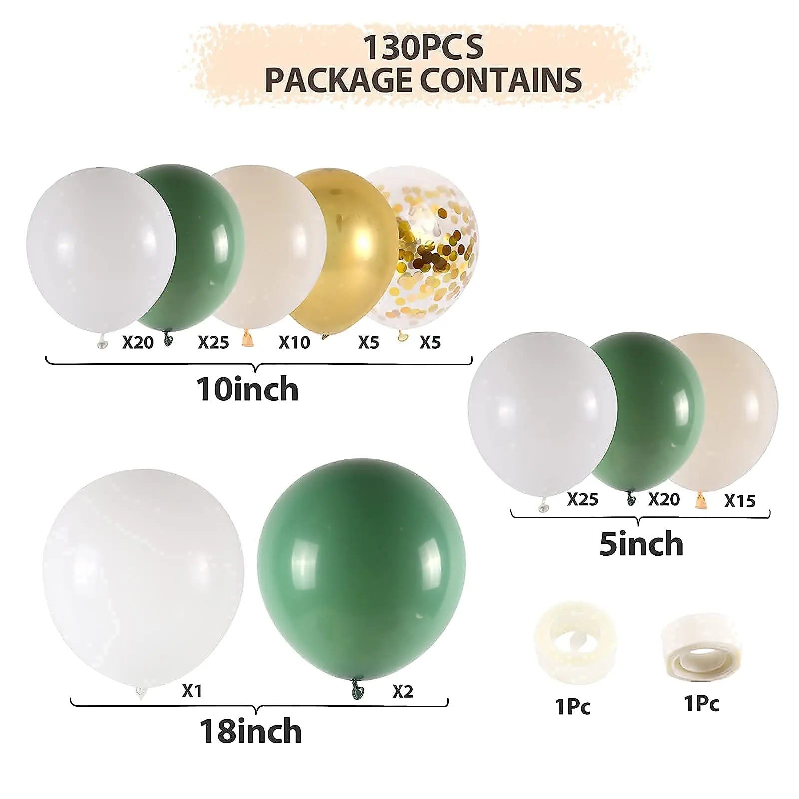 Wholesale Sage Green Balloon Garland Kit Gold Metallic Latex and ...