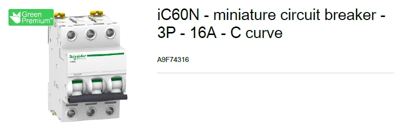 Schneider Ic60n Miniature Circuit Breaker A9f74316 - Buy Schneider Mcb 3p Circuit Breaker 3p 16a ...