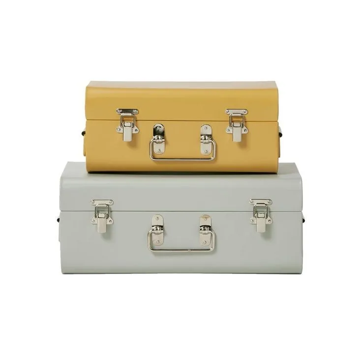 Classy Metal Trunk Boxes Set Of Two Cases Safe Deposit Toy Storage ...