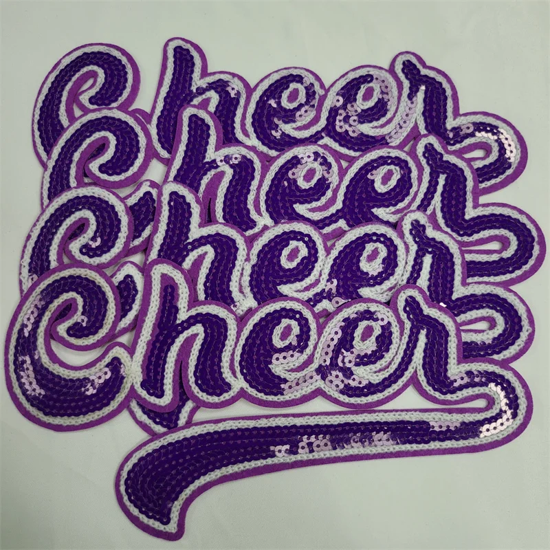 Wholesale Embroidery Purple Sequin Cheerleading Embroidered Patch Patch Iron on Holiday Mother ...