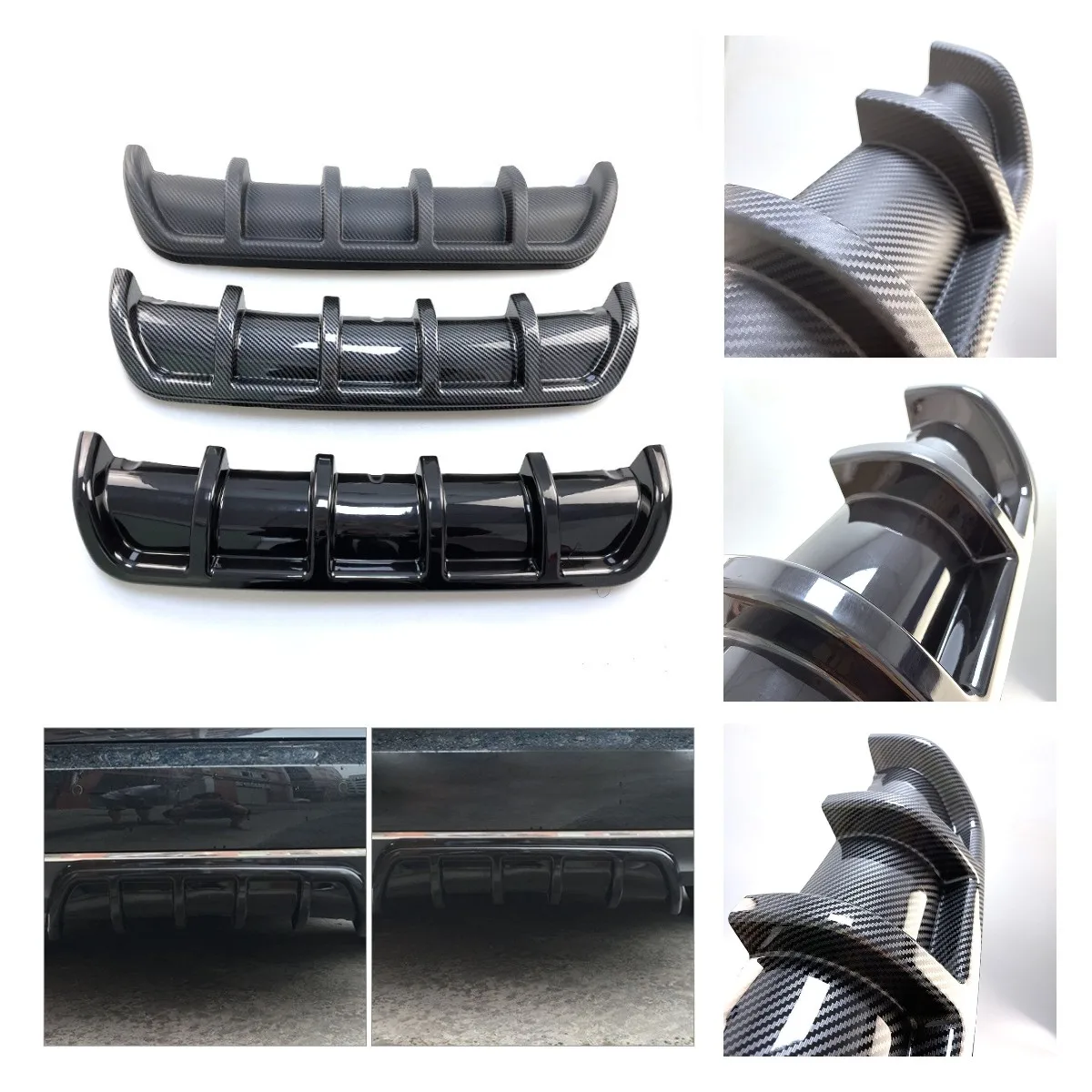 Universal Car Modified Rear Bumper Spoiler - Shark Fin Black