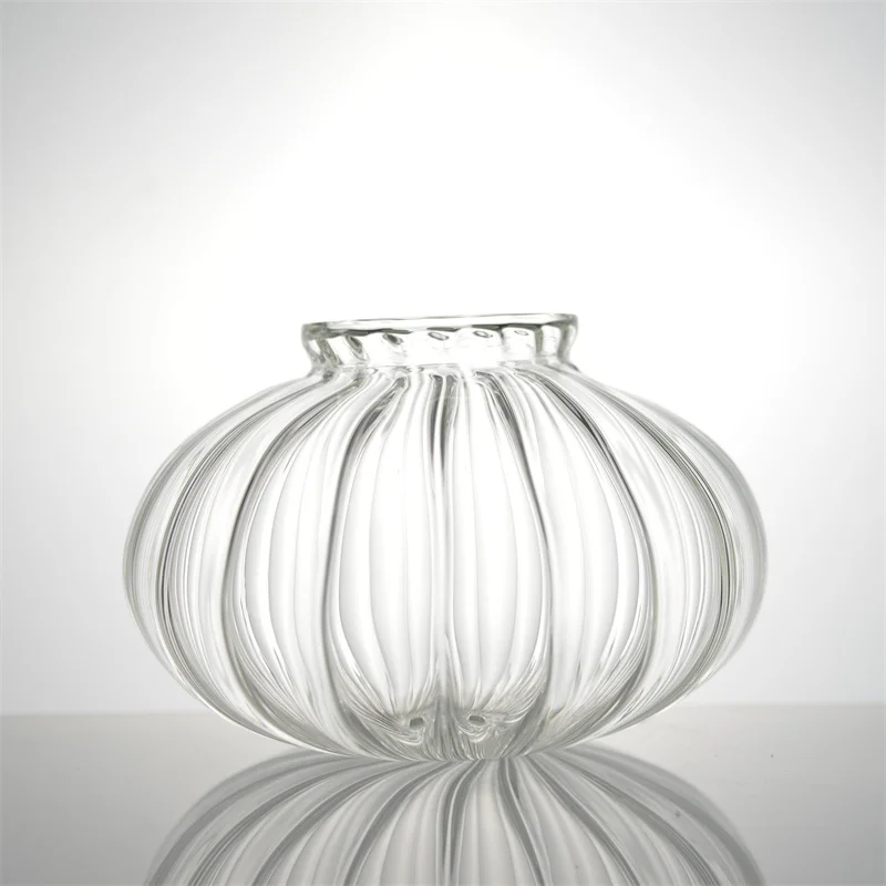 Pendant Lighting Shade Hand Blown Clear Glass Lamp Shade With Ribs ...