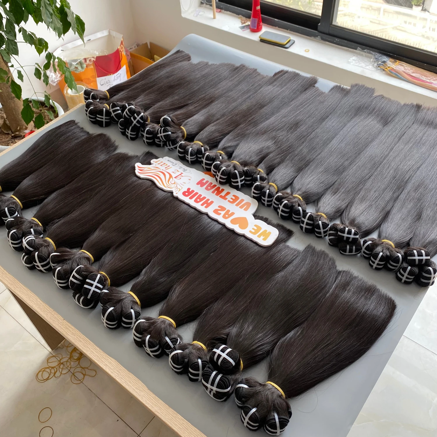 100% Raw Vietnamese Hair Extensions Super Double Drawn Weft Bone ...