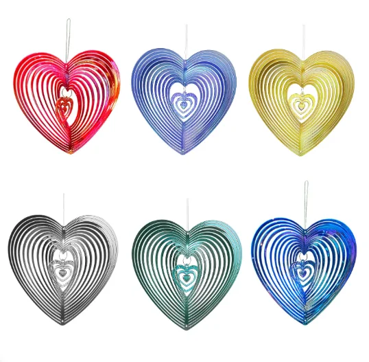 Geometric Art Heart Wind Spinner Garden Yard Art Wind Spinners Beating ...