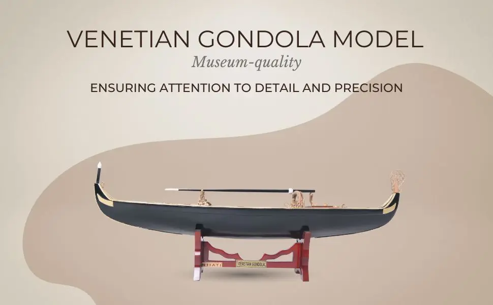 Venetian Gondola Model Ship Painted Black/red 60 Cm Handcrafted Wooden ...