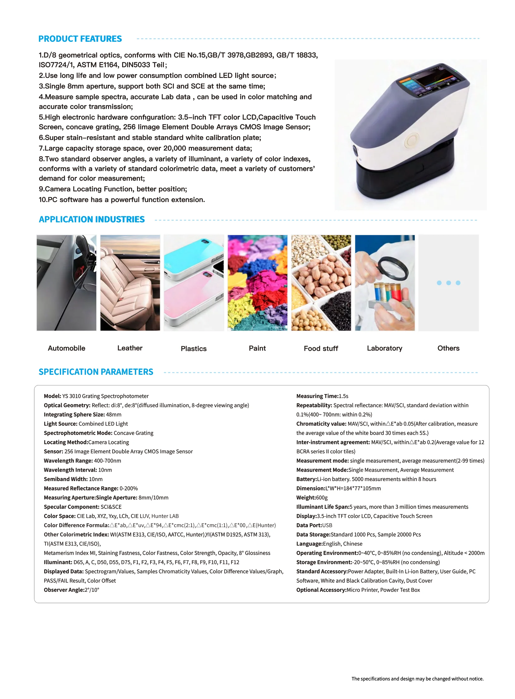 3nh YS3010 Portable Digital Paint Spectrophotometer to Replace X Rite ...