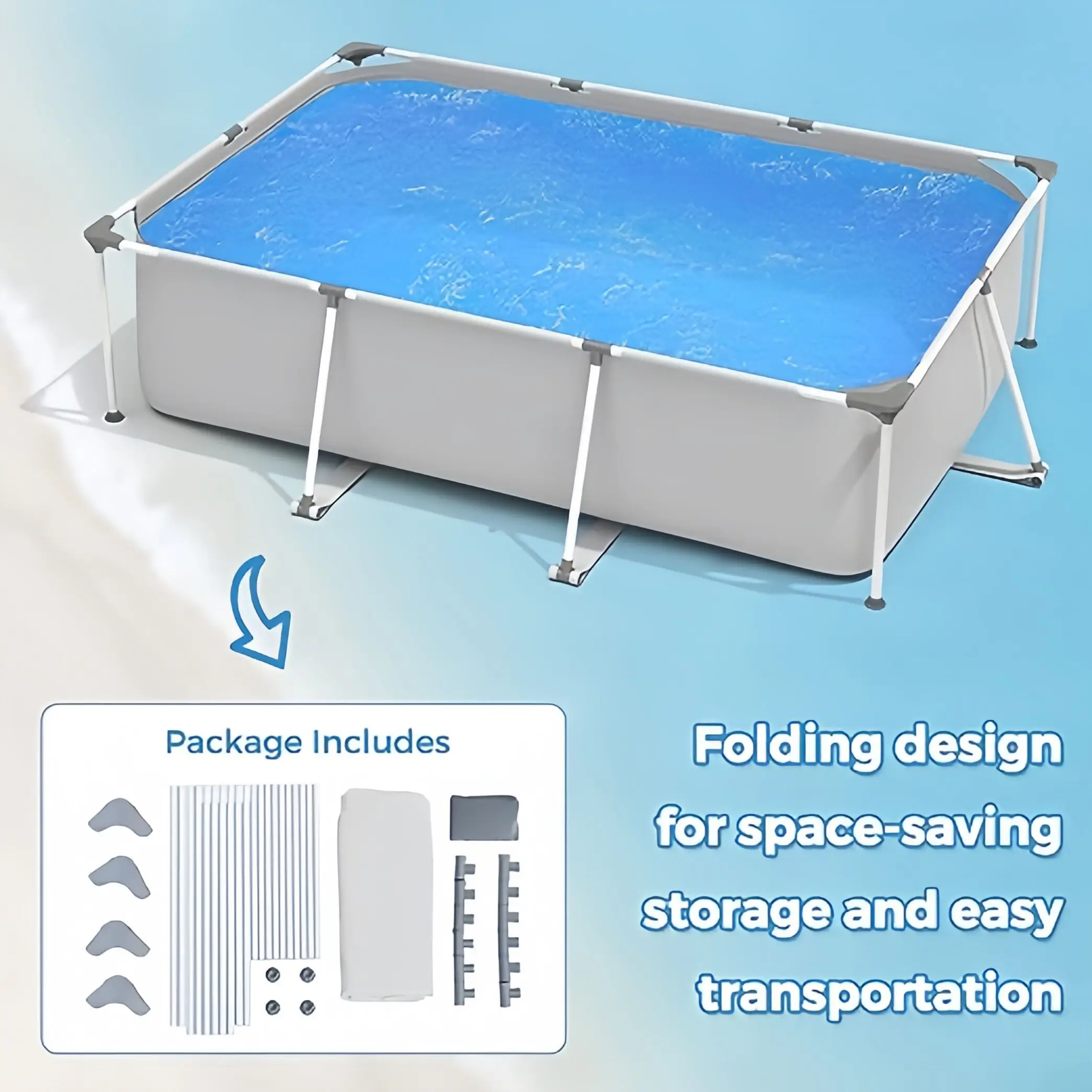 Outdoor Rectangular Metal Frame Pool For Kids And Adults,Family ...