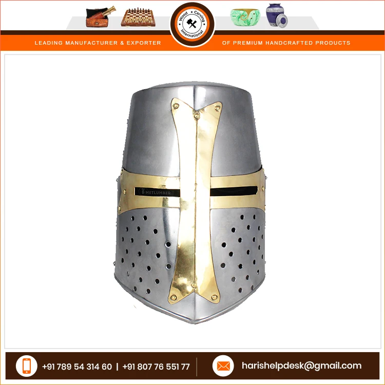 Decorative Medieval Templar Crusader Knight Armor Helmet Made Of Solid ...
