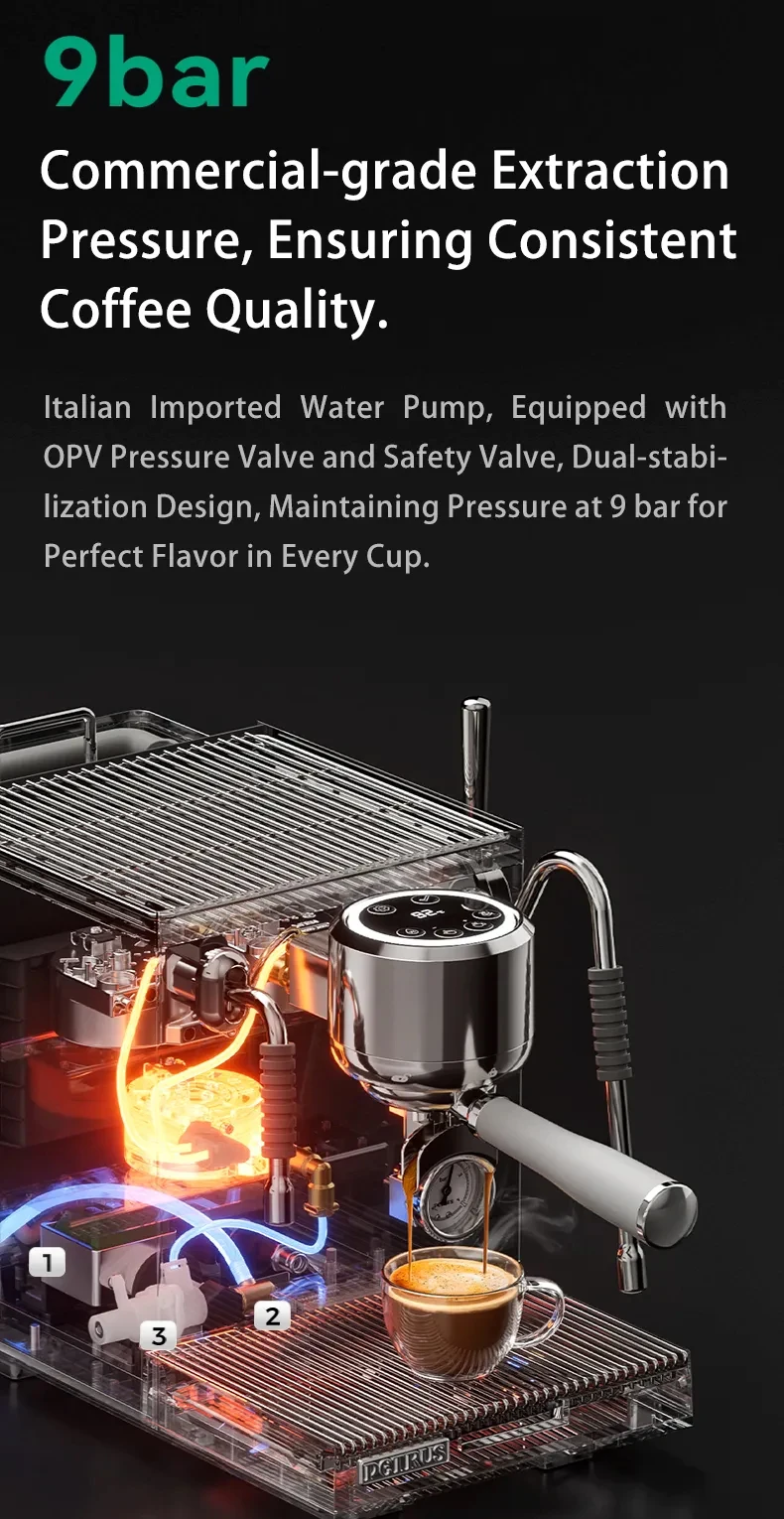 Professional Italian Semi-Automatic Espresso Coffee Machine for Home ...