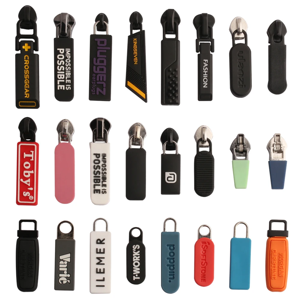Customized Logo Soft PVC Rubber Zipper Pullers Silicone